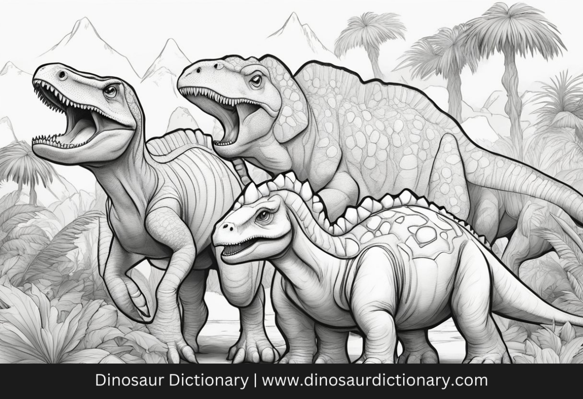 Dinosaur Family Coloring Pages - Dinosaur Dictionary